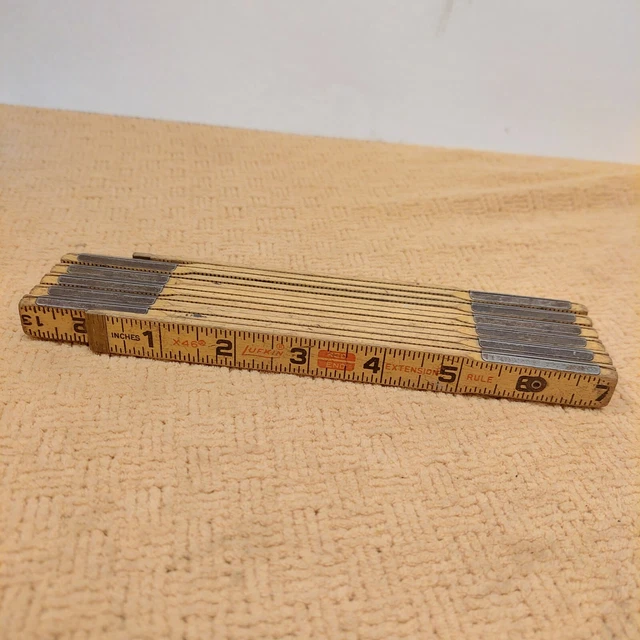 VINTAGE RED END 72" Lufkin X46F Wooden Folding Ruler Extension Rule ...