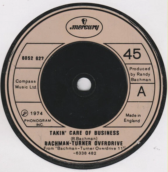 BACHMAN-TURNER OVERDRIVE - Takin' Care Of Business, 7" (Vinyle) EUR 18,36 - PicClick FR