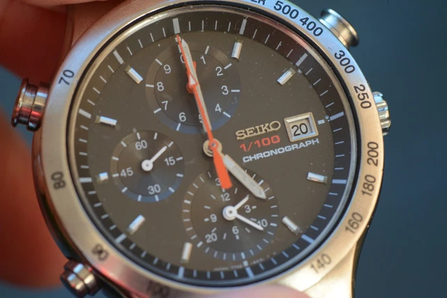 SEIKO SPEEDMASTER CHRONOGRAPH 7T52-6A30 quartz 1/100th vintage JDM ...