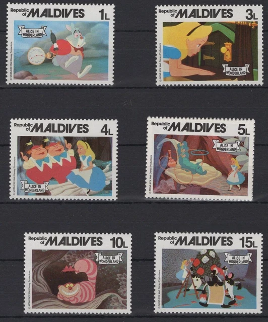DISNEY STAMP ALICE in Wonderland Animation Cartoon Serie Set of 6 ...