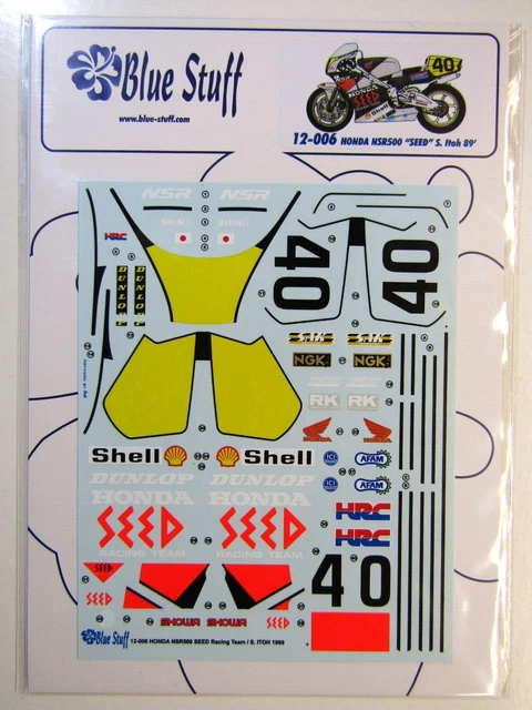 BLUE STUFF DECAL Sheet 1:12 Scale Honda NSR500 "SEED" S.Itoh '89 suit ...