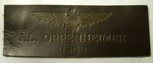 WW2 US NAVY Leather Flight Jacket Wings Name Tag - J.L. Oppenheimer TG ...