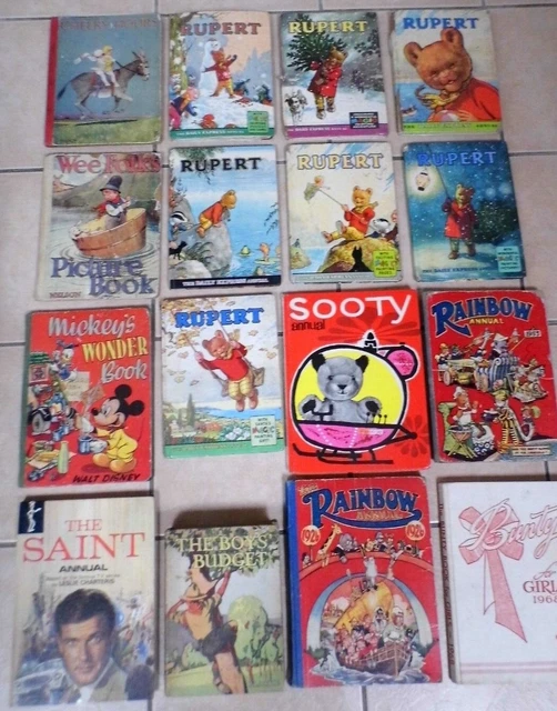 RUPERT BEAR, MICKEY Mouse, Rainbow plus others total 17 annuals 1920's ...