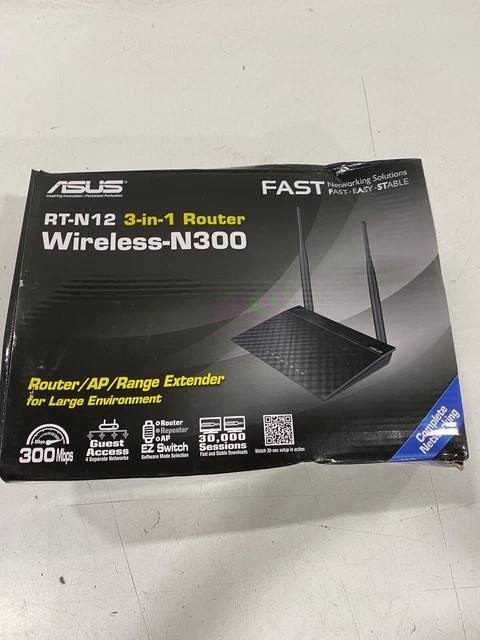 ASUS RT-N12 WIRELESS-N 300Mbps Antenna 3-in-1 Router/AP/Range Extender ...
