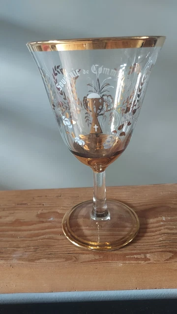 ANCIEN VERRE SOUVENIR de 1ere communion communiant verre émaillé EUR 17,99 - PicClick FR