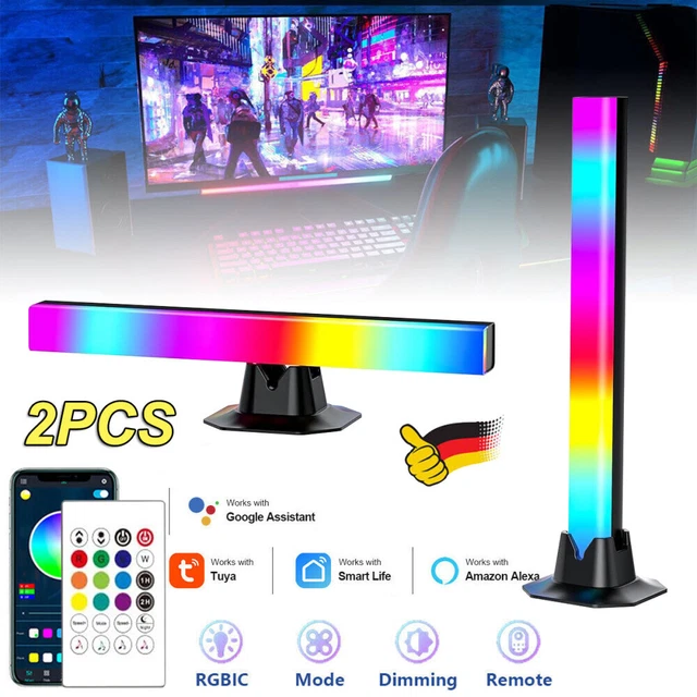 2X RGB SMART LED Lightbar TV Hintergrundbeleuchtung Gaming Lampe Sync mit Musik EUR 14,98 ...