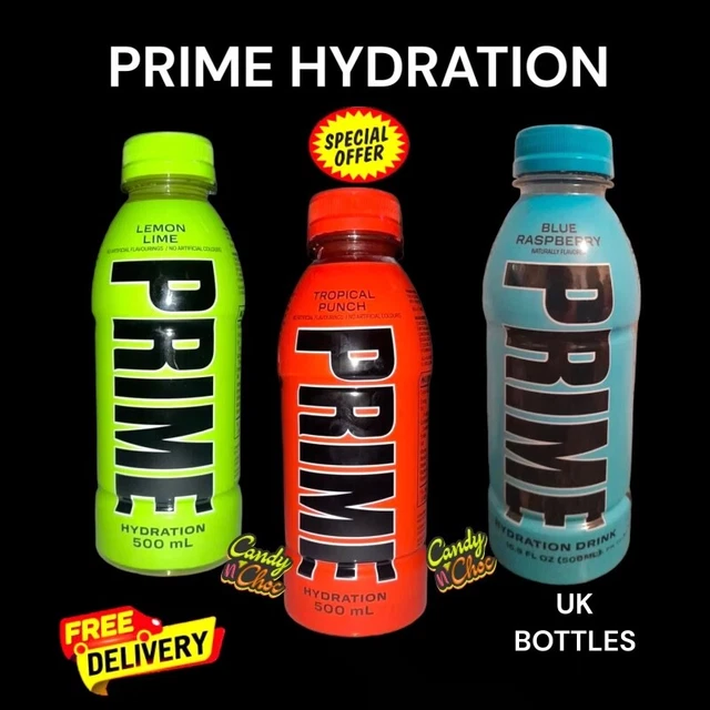 PRIME HYDRATION DRINK by Logan Paul & KSI 3 FLAVOURS USA UK bottles new ...