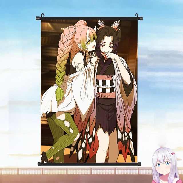 ANIME DEMON SLAYER Kochou Shinobu Kanroji Mitsuri HD Wall Scroll Poster ...