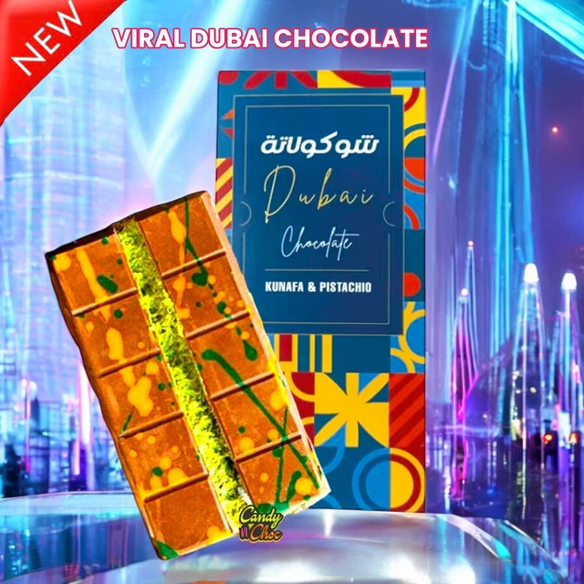 VIRAL DUBAI CHOCOLATE Pistachio Kunafa Bar 200 grams Original & Lindt ...