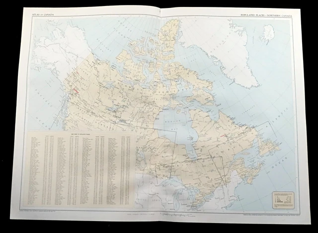MAP OF NORTHERN Canada population distribution Chart Large Vintage 1957 ...