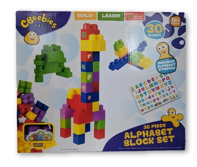 CBEEBIES 30 PCS Alphabet Block Brick Set Toddlers Infants 18+ Mths ...