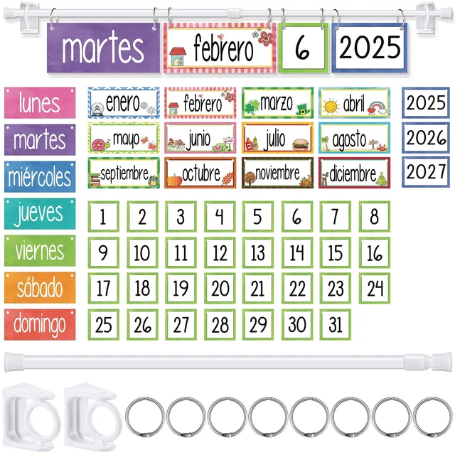 SPANISH CLASSROOM CALENDAR Calendario Espanol Bulletin Board Set ...