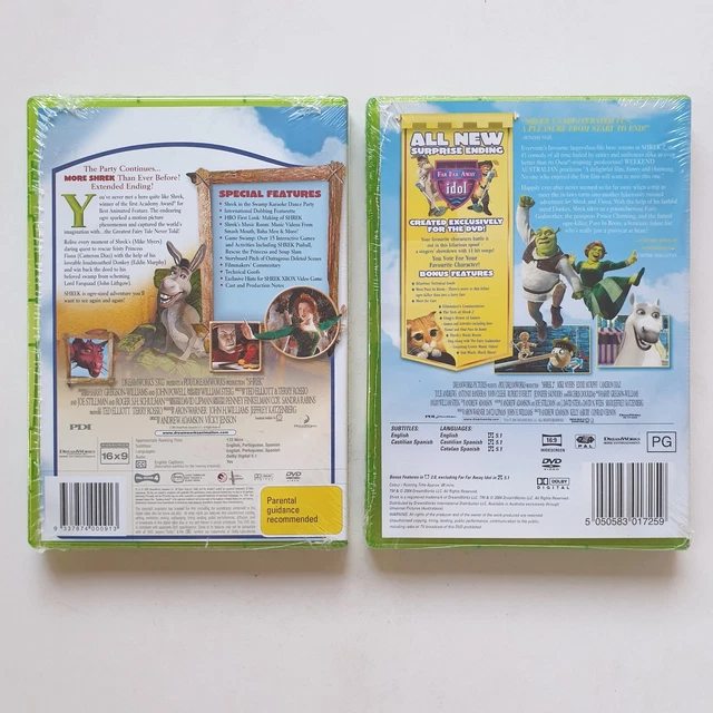 SHREK / SHREK 2 (DVD, 2-Disc) PAL Region 4 (RARE Green Covers + Bonus ...