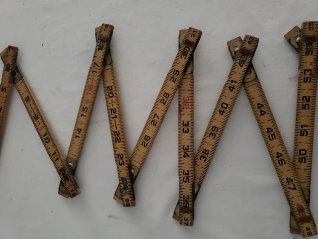VINTAGE WOODEN 72& Folding Measuring Extension Ruler Tape Measure - USA ...