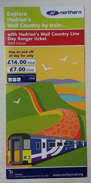 NORTHERN RAIL PROMO LEAFLET Hadrian's Wall Day Ranger Ticket ...