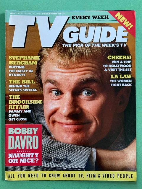 TV GUIDE UK 22-April-1989 BOBBY DAVRO Liam Neeson Brookside Tony Slattery LA Law £16.31 ...