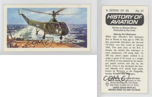 1972 BROOKE BOND History of Aviation Tea Sikorsky R-4 Helicopter #27 ...