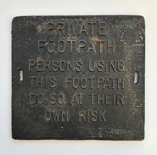 ANTIQUE VINTAGE C1950S “Private Footpath” Heavy Cast Warning Sign Not ...