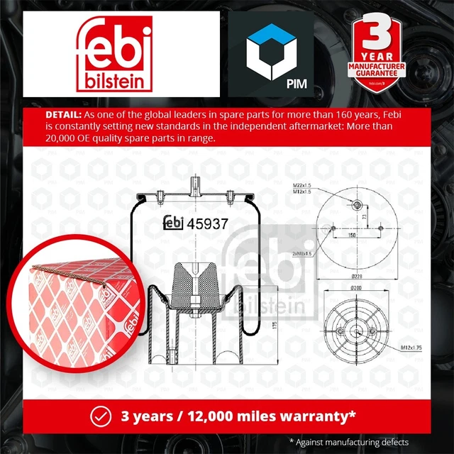 AIR SUSPENSION SPRING 45937 Febi Bag 016512 016558 1244666 1270603 ...