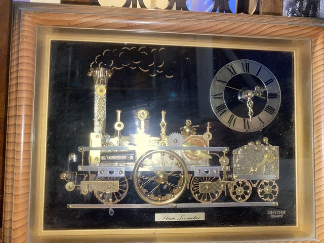 COLLECTABLE STEAM LOCOMOTIVE Rhythm Quartz Clock Train Engine Framed £ ...