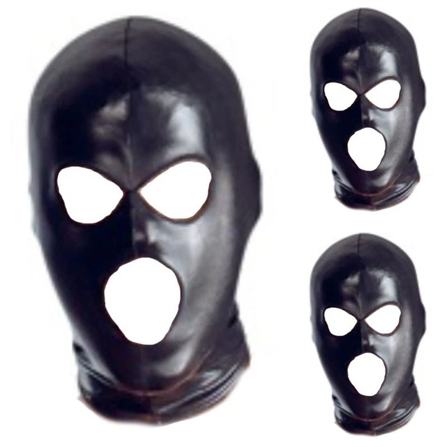 CARNIVAL HEAD GAME 3 Holes Mask Wetlook leather Head Mask new Style ...