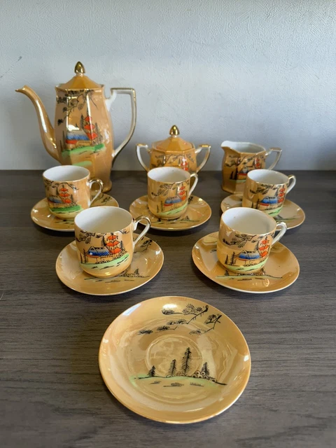 JAPANESE KLIMAX CHINA Hand Painted Lustre Ware China Coffee Set £30.00 ...