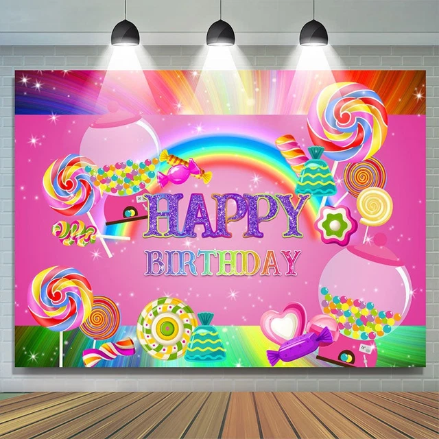 PINK SWEET CANDY Girls Happy Birthday Party Backdrop $37.88 - PicClick AU