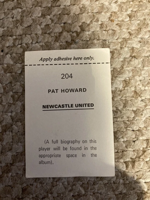 FKS FOOTBALL Sticker 1970 - 71 Pat Howard Newcastle United #204 Unused ...