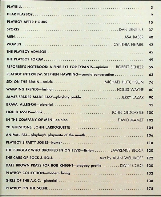 PLAYBOY MAGAZINE APRIL 1990 LN Stephen Hawking ACC College Girls Lisa ...