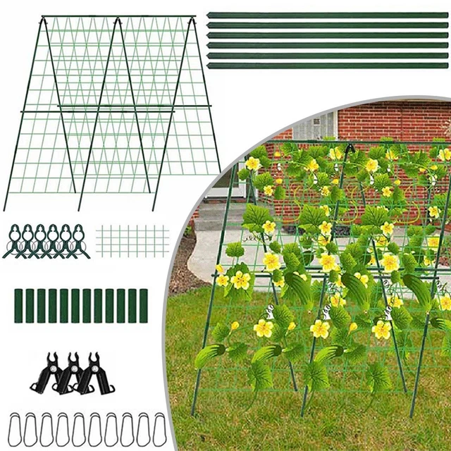 STURDY DESIGN A Frame Garden Trellis Steel Core Piles Plastic Coated ...