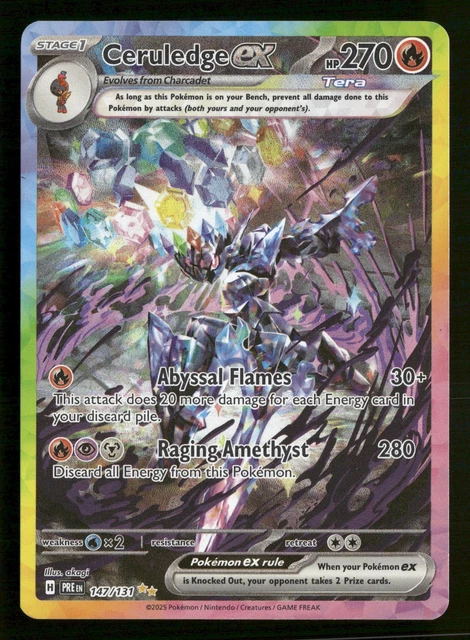 2025 POKEMON SV Prismatice Evolutions 147/131 Ceruledge ex SIR $220.00 ...