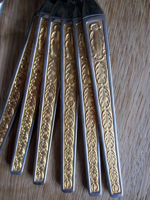 VINTAGE BESTECKSET 6 Personen Nicasil 18/8 Drache hartvergoldet TOP ...