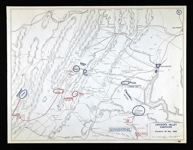 WEST POINT CIVIL War Map Jackson's Valley Campaign Shenandoah Virginia ...