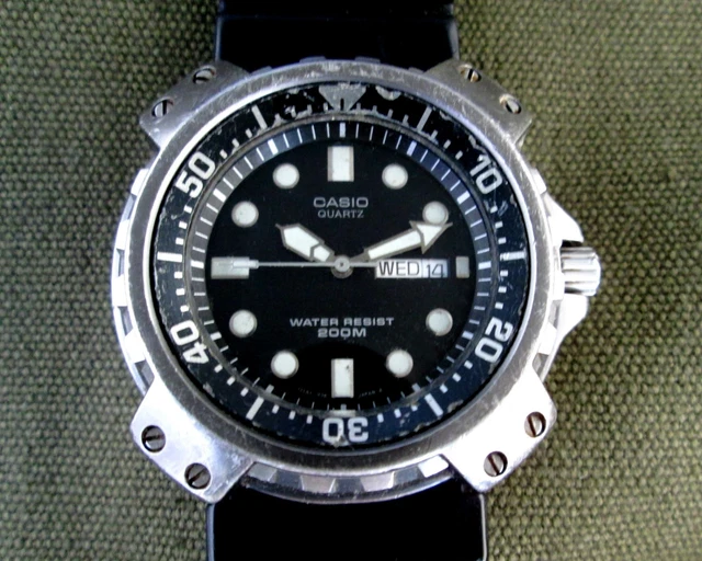 CASIO MD-703 TITANIUM Coating Quartz 200m Diver's Vintage Extra Rare ...