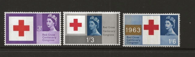 GB 1963 SG642P-44P Red Cross Stamp Set PHOSPHOR Fine MINT Hinged Cat £ ...