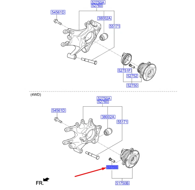BULLONI MOZZO RUOTA posteriore Hyundai Santa Fe mk3 DM 527552B000 NUOVO ...