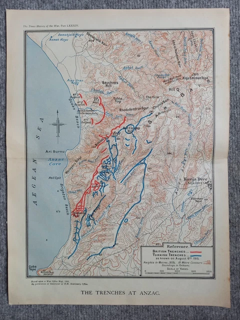 GALLIPOLI MAP 1916 The Trenches At Anzac WW1 £14.99 - PicClick UK