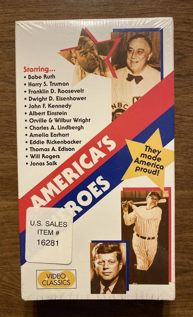 VINTAGE SEALED AMERICA’S Heroes VHS Babe Ruth JFK FDR Edison Einstein ...