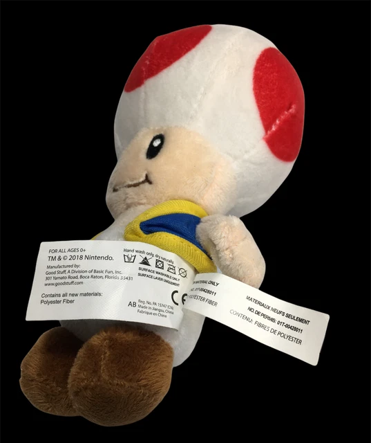 NINTENDO TOAD SUPER Mario Bros Mushroom Toadstool Stuffed Toy Plush 7 ...