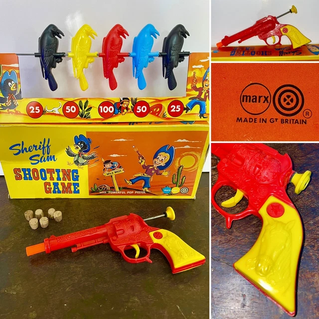 VINTAGE 1950S MARX Sheriff Sam POP PISTOL CORK GUN CROW SHOOTING GAME ...