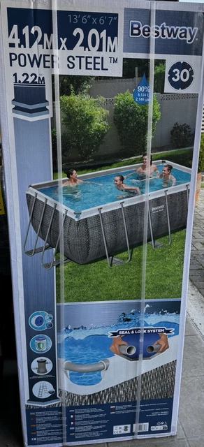 BESTWAY POWER STEEL Frame Pool-Set mit Filterpumpe Rattan-Optik ...