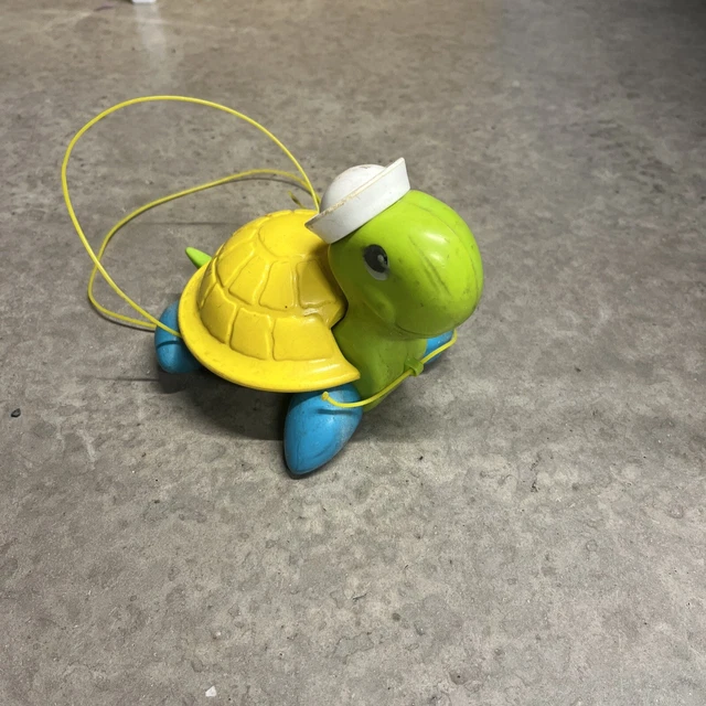 FISHER-PRICE TIP TOE Turtle Retro Pull-Along Toy 1977 Vintage Plastic ...