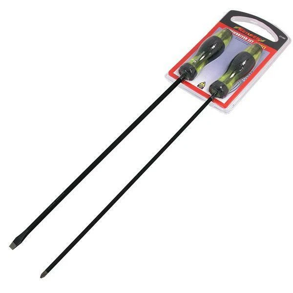 2PC 400MM EXTRA LONG REACH SCREWDRIVER SET P2H & 8mm SLOTTED TIPS ...
