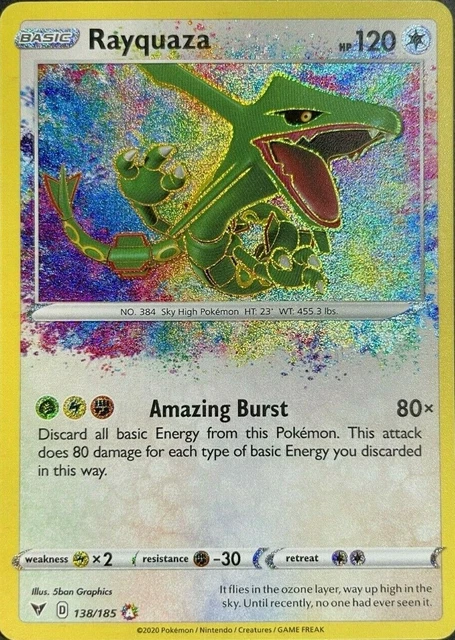 CARTA POKEMON RAYQUAZA Amazing Rare Shock Colori 138/185 Collezione ...
