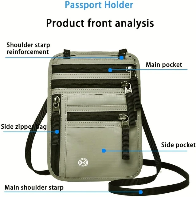 NECK WALLET WITH RFID Travel Wallet Protection Soft Compartment ...