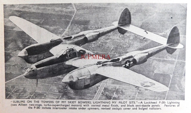 LOCKHEED P-38 'LIGHTNING' Fighter Aircraft Original WW2 Photo Print 675 ...