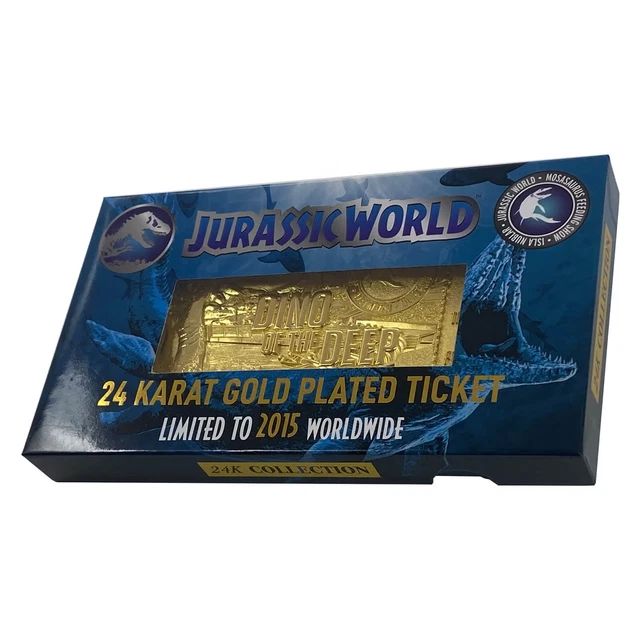 JURASSIC PARK 24K Gold Plated Jurassic World Mosasaurus Ticket ...