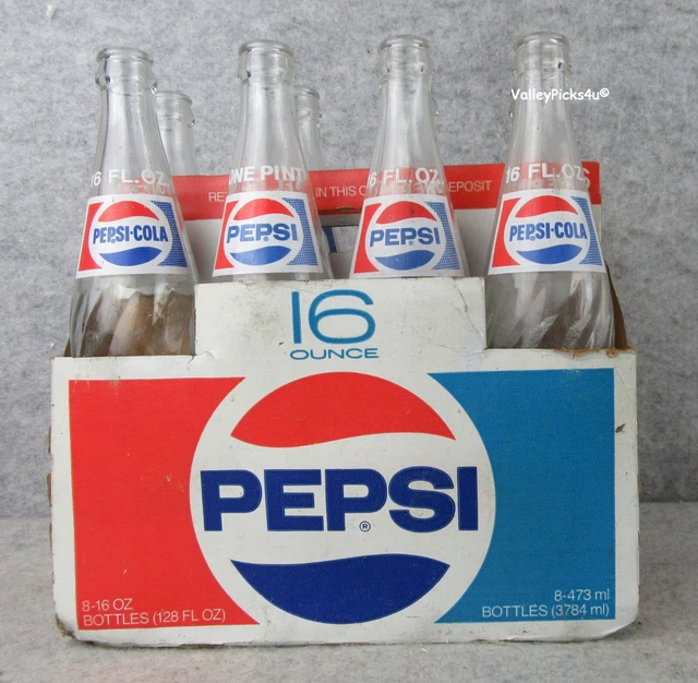 VINTAGE PEPSI COLA 8 Pack 16 Oz Glass Bottles Carrier Pint Soda £46.67 ...