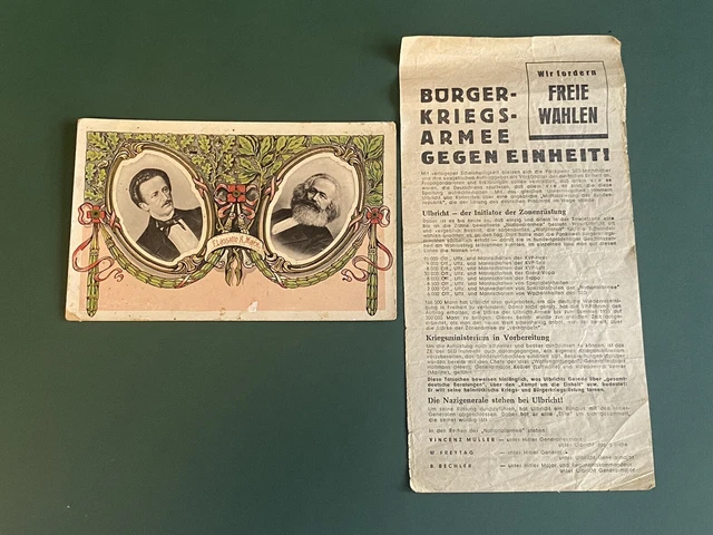 POSTKARTE KARL MARX Lassalle SPD Gründer Schriftsteller Dokument ...