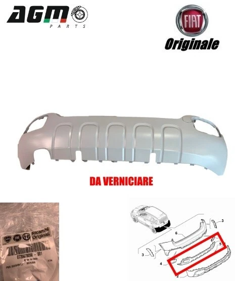 MODANATURA ESTERNA PARAURTI Posteriore Originale Fiat Panda Hybrid '18 ...